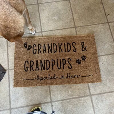 Grandkids and Grandpups Spoiled Here Doormat for Grandma Welcome Mat ...
