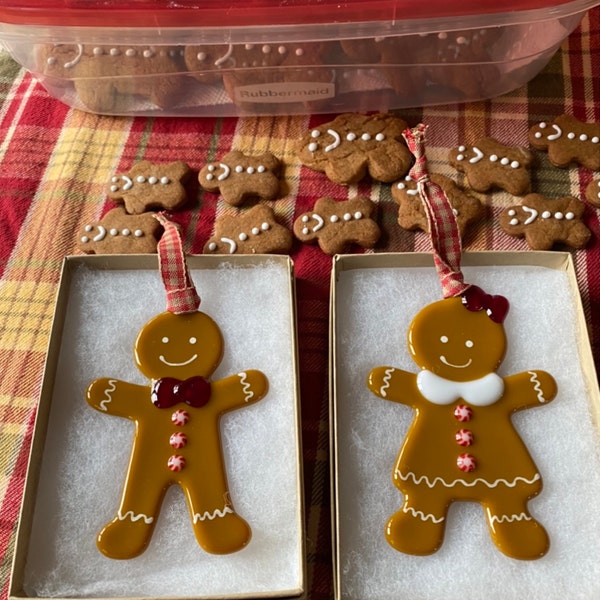 Gingerbread Man Ornament, Fused Glass, Gingerbread Boy, Christmas ...