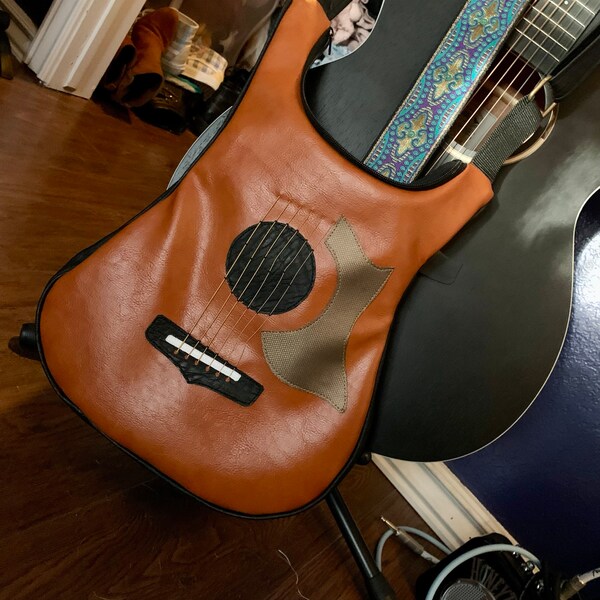 Unique Black Purse, Guitar Shaped Handbags Faux Leather, Handmade ...