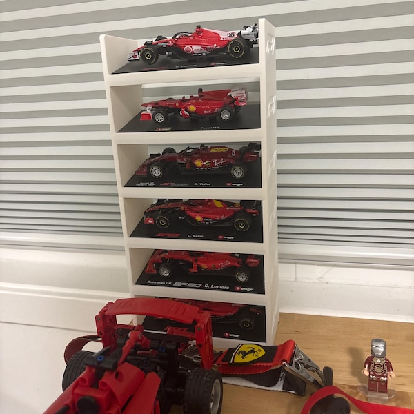 V2 6 Car Tilted Bburago 1:43 1/43 F1 Formula 1 Race Car Display Stand W ...