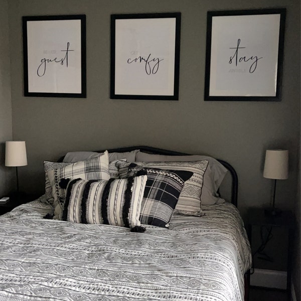 Set of 3 Guest Room Prints | Be Our Guest, Stay Awhile, Get Comfy ...