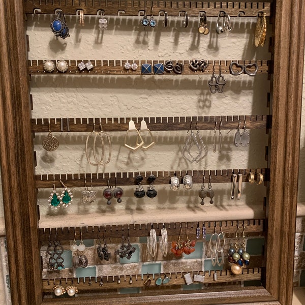 Earring Holder Framed Iorganize® Organizer - Movable Slats - Hoop Hooks ...