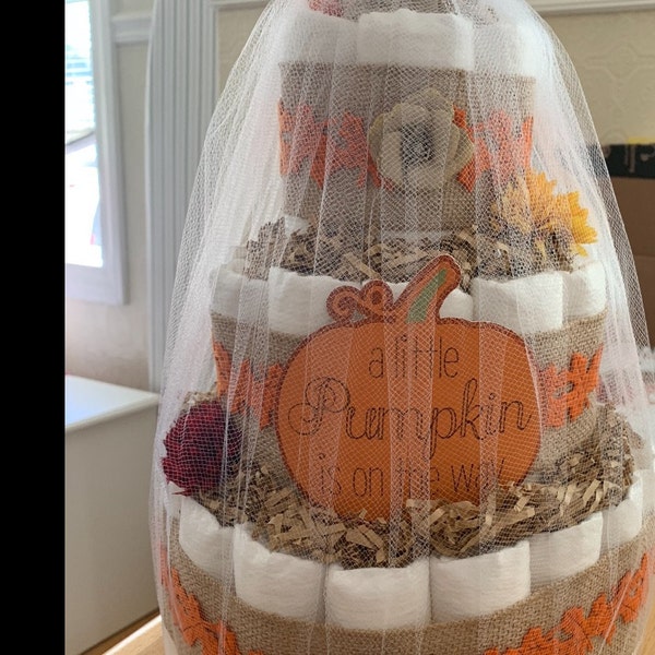 Fall Pumpkin Diaper Cake, Drive by Baby Shower Centerpiece Decor ...