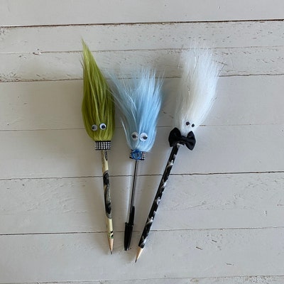 Halloween Pencils Trio Fuzzy Pencil Furry Pencil Retro - Etsy