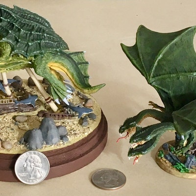 Draco Hydra Winged 3 Headed Dragon Gargantuan 3D Printed Dungeons and ...