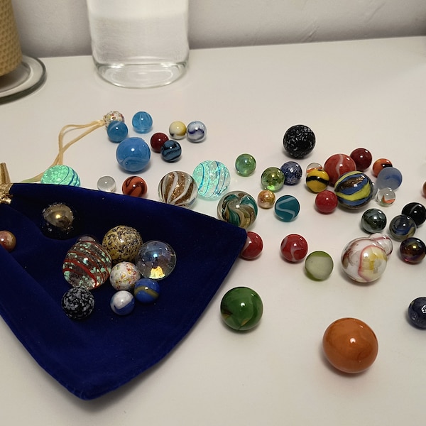Box of 9 Large Bouquet Marbles Including 3 Handmade (22mm) and Handmade ...