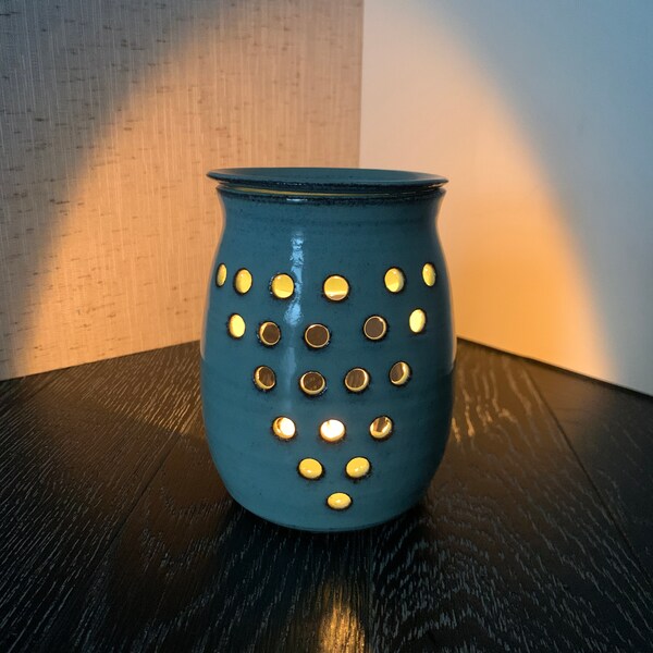 Handmade Ceramic Oil Diffuser, Light Blue Pottery Aromatherapy Candle ...