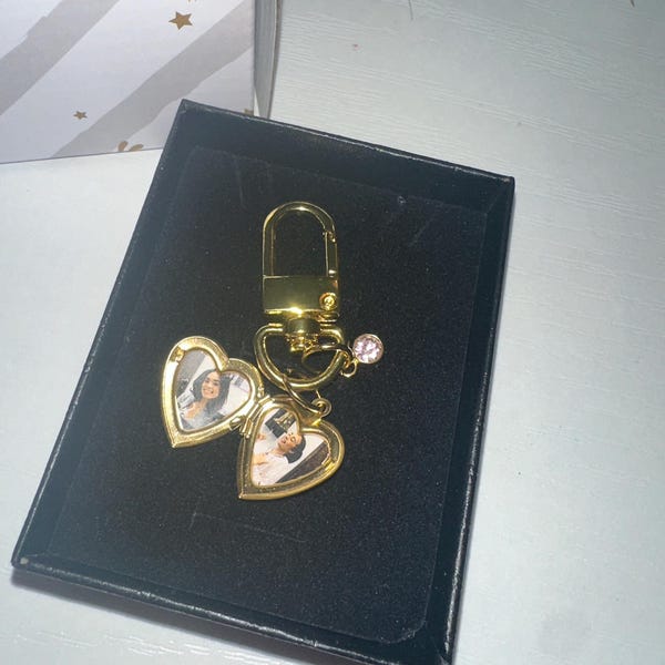 Locket Keychain, Bag Charm, Heart Charm Bag Charm, Personalized ...