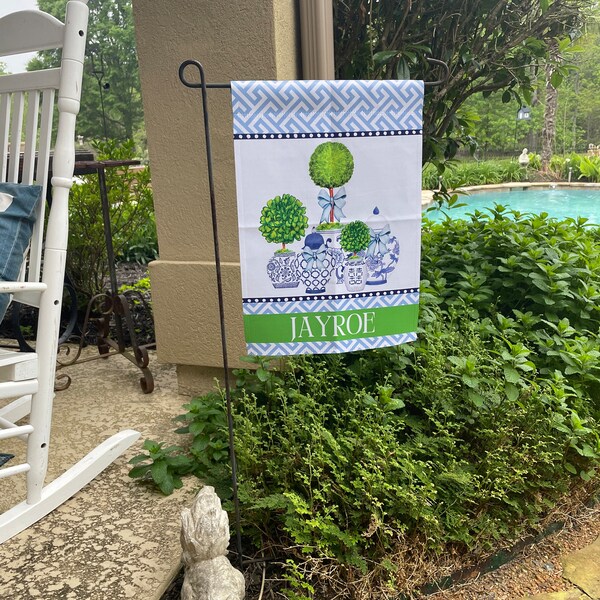 Preppy Patriotic Chinoiserie Ginger Jar Garden Flag | Personalized ...