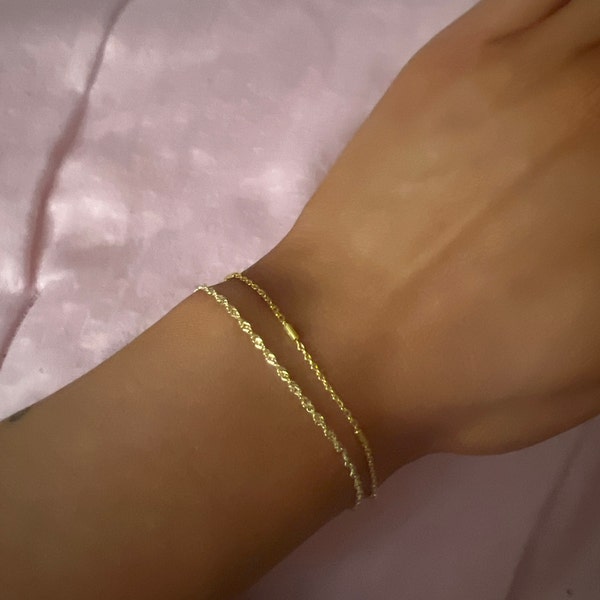 Two Delicate Bracelets Set, Dainty Bracelet Set, Two Minimalist ...
