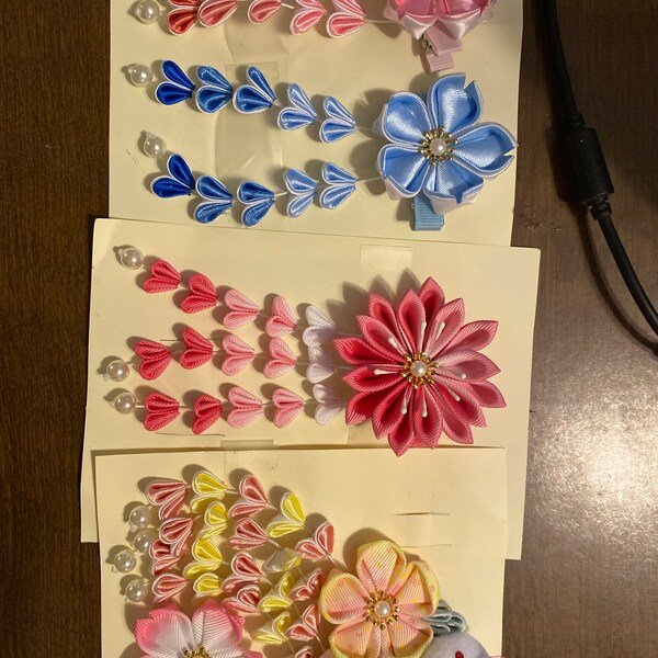 Kanzashi Cherry Blossom Sakura Flower Hair Clip Barrette With Tassels ...