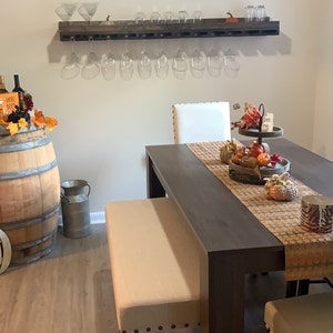 Wood Wine Rack the Ryan Wall Mounted Shelf & Hanging Stemware Glass ...