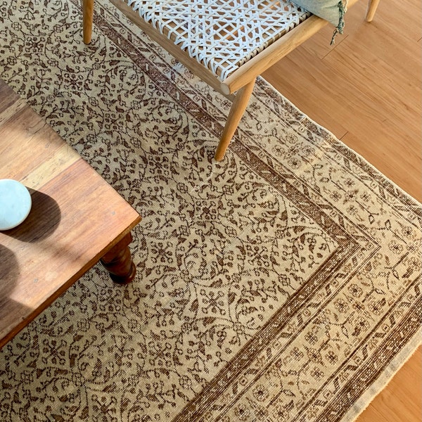 5x10 Striped Rug,4'79x10'17 Ft,5x10 Vintage Rug,oushak Rug,5x10 Turkish ...