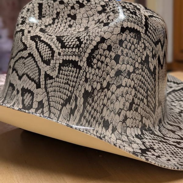 Custom Hydro Dipped Western Outlaw Hard Hat Tan Snakeskin Cowboy Hat - Etsy