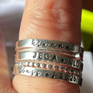 Gold Class Ring Set, Gold Filled Modern Class Rings, Personalized ...