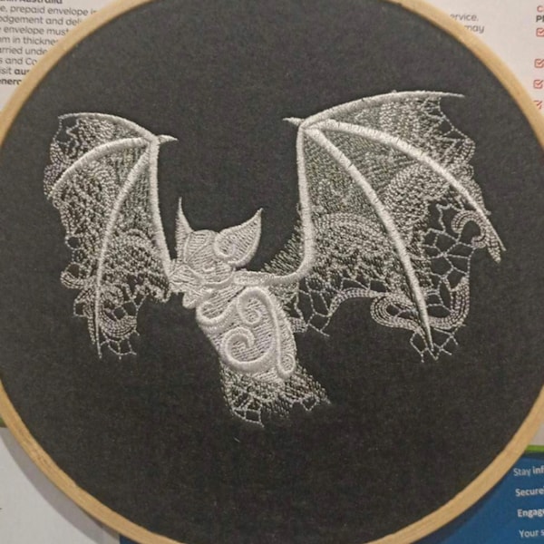 Lace Bat Embroidered Wall Decor, Machine Embroidery, Wall Hanging ...