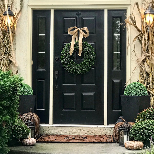 Add a Bow, 2 1/2 Inch Burlap Bow or Satin Bow Added to Wreath, Bow for ...