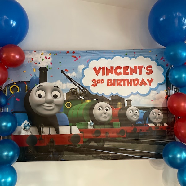 Kids Train Birthday Backdrop, Custom Theme, Personalized Birthday ...