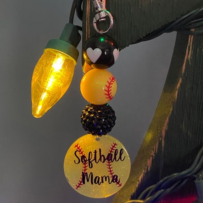 Softball Mama Beaded Keychain, Mom Keychain, Softball, Mom, Gift for ...