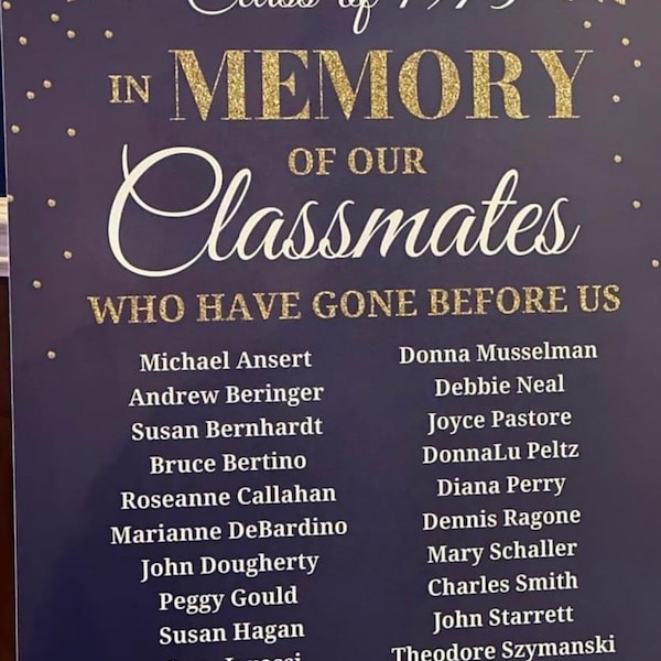 Reunion Memorial Sign Personalized With Names in Memory of Classmates ...