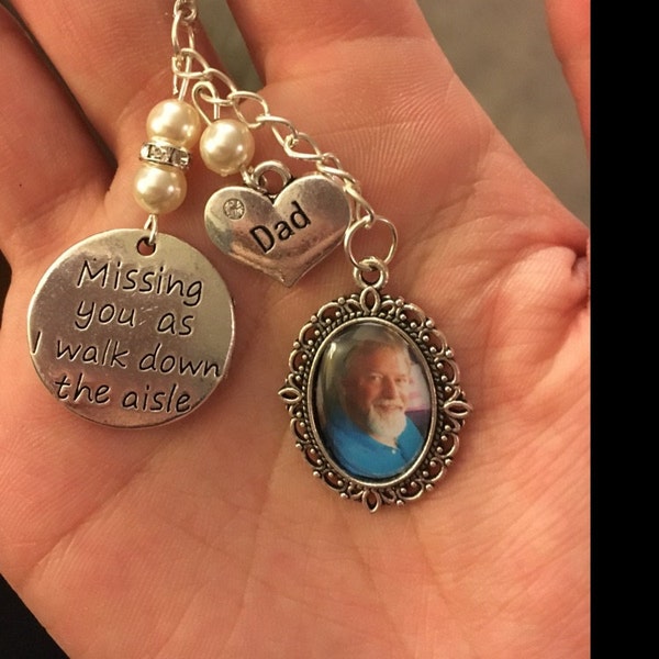 Memorial Ivory Dad Bouquet Charm Wedding Charm for Bride Bridal Bouquet ...