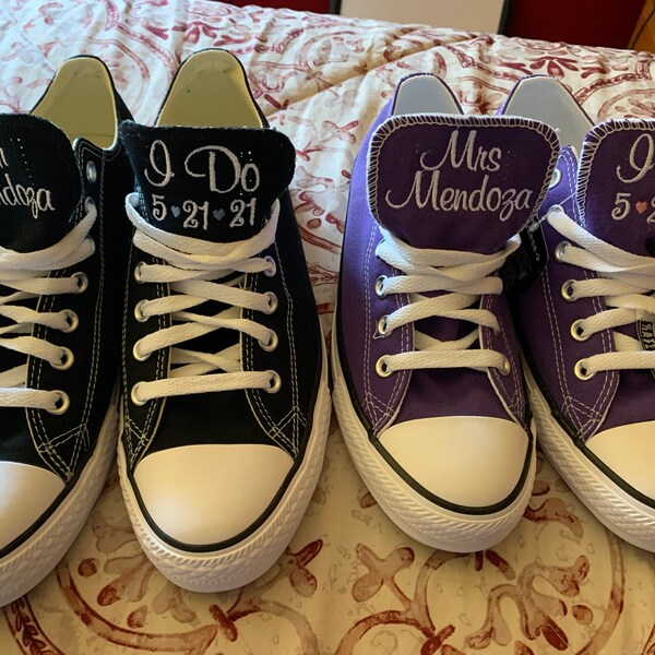 Embroidered Wedding Converse: I DO Bride Sneakers, Monogrammed Groom ...