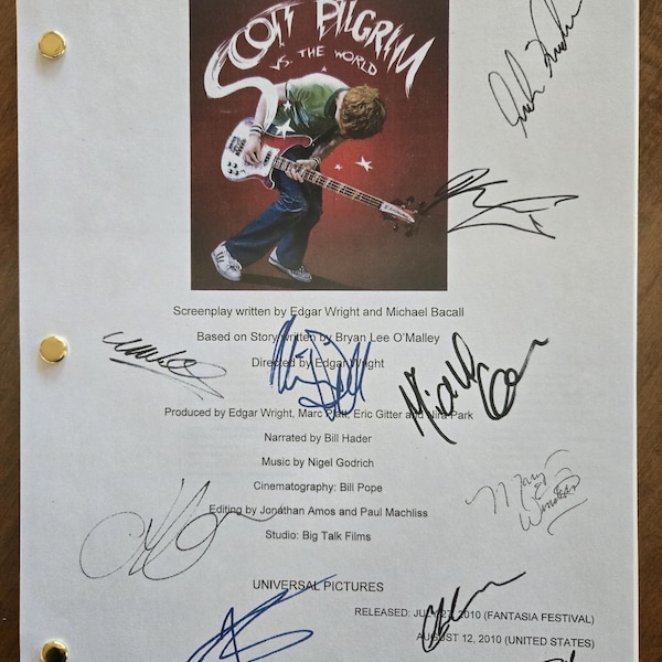 Scott Pilgrim Vs. the World Movie Script Signed Screenplay Autographed ...