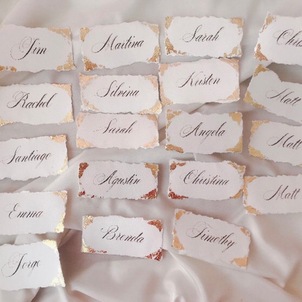 Handwritten Wedding Name Card on Handmade Paper, Calligraphy Place ...