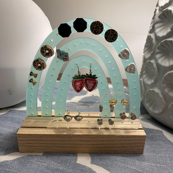 Acrylic Rainbow & Cloud Earring Holder With Stand, Earring Stand ...