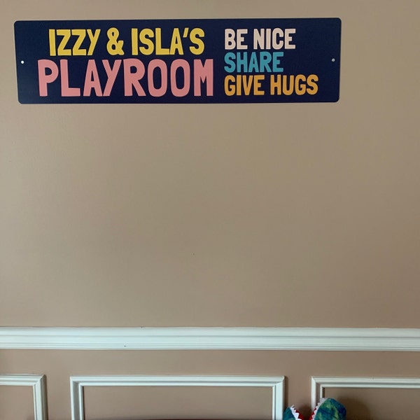 Playroom Sign, Child Rules Sign, Share Be Nice Sign, Custom Kid Sign ...