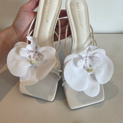 Indigo Orchid Flower Strappy Heels Sandals - Etsy