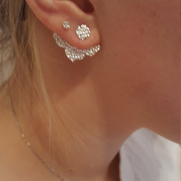 Sterling Silver Ear Jacket, Ear Jackets, 925 Silver Jacket Earrings ...