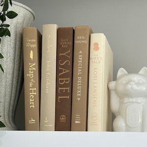 White Book Stack, White Shelf Aesthetic, White Themed Books, Ivory ...