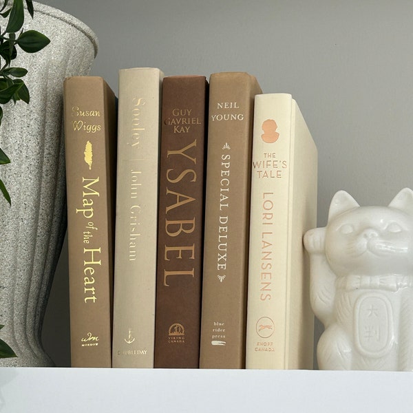 Cream Book Stack, Neutral Vintage Book Set, Decorative Book Stack ...