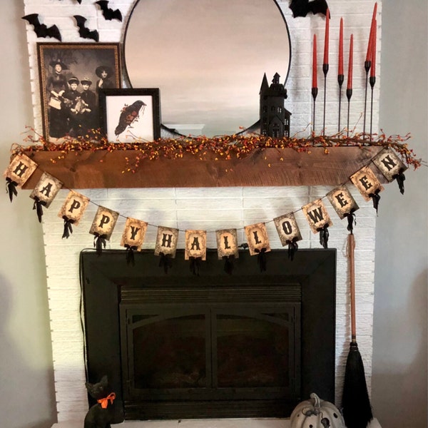 Vintage-inspired Halloween Decor, Banner With Black Bows and ...