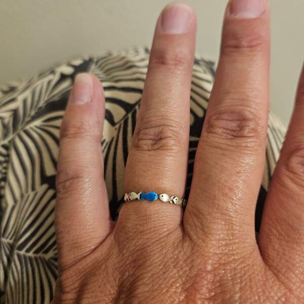 Swimming Against the Current. Dainty Sterling Silver Ring. School of ...