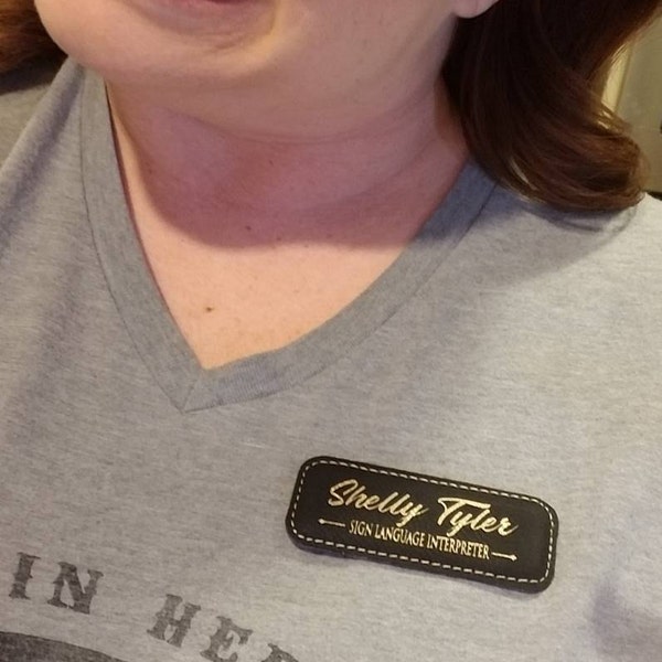 Leather Name Tag, Name Tags Magnetic, Oval Name Badge, Engraved Name ...