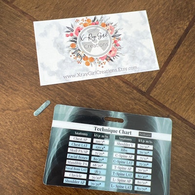 Xray Technique Card Xray Mas and Kvp Chart Radiology Technique Chart ...