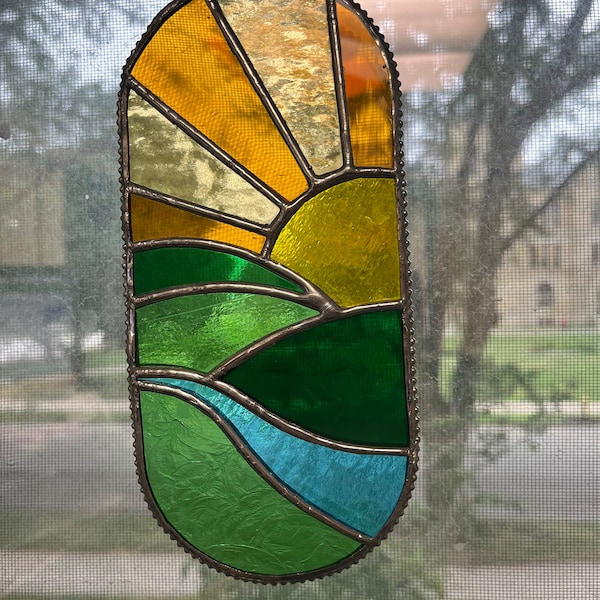 Valley Landscape Stained Glass Pattern, Beginner Stained Glass Patterns ...