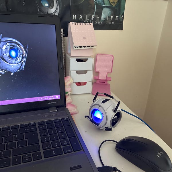 Portal Wheatley Figure – 3D Printed Model With LED Light – Moving ...