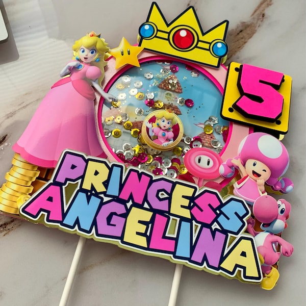 Princess Peach Cake Topper, Super Mario Princess Cake Topper, Shaker ...