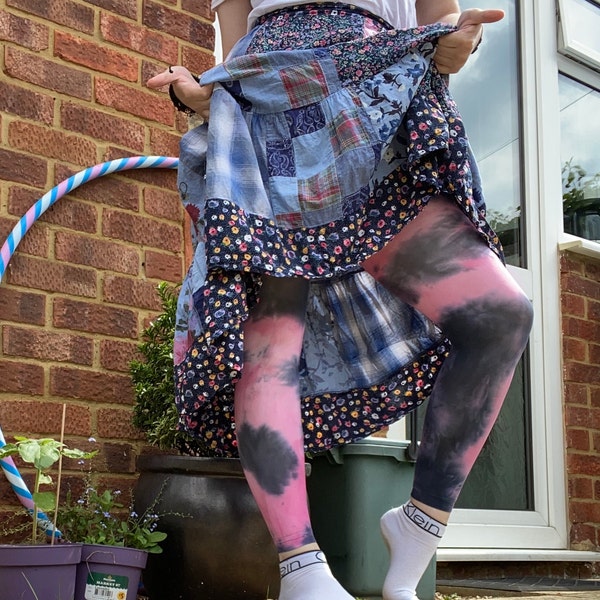 TIE DYE Tights - MOSS Colourway -green, White, Dip Dye, Fun, Unique ...