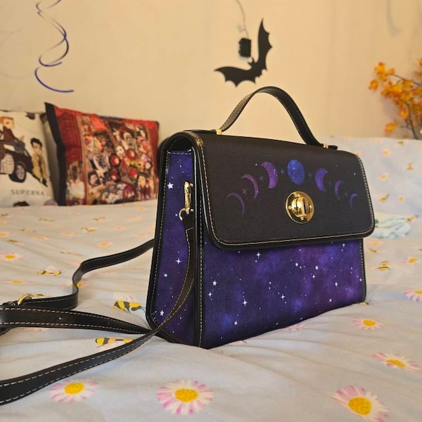 Moon Phase Galaxy Bag Celestial Mystic Purse Purple Cosmic Stars Pastel ...