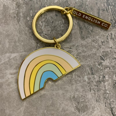 Rainbow Keyring Colourful Keyring Gold Keyring House - Etsy UK