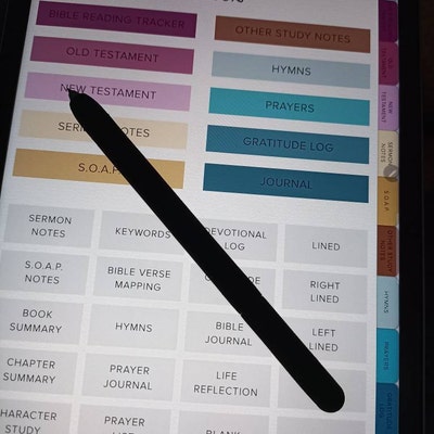 IPad & Tablet Digital Bible Study Notebook With Hyperlinked Dividers to ...