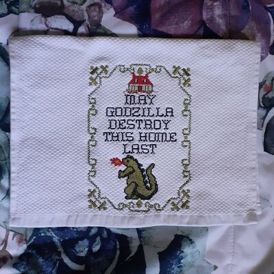 May Godzilla Destroy This Home Last Embroidered Kitchen Towel - Etsy