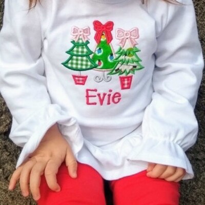 Christmas Tree Trio With Bows, Applique Design, Machine Embroidery ...