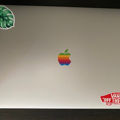 Rainbow Apple MacBook Decal Retro Apple Logo MacBook Sticker GLOWING ...