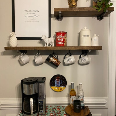 A Rustic Floating Shelf, Coffee Bar Kitchen Shelves, Industrial Shelf ...