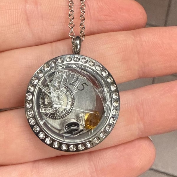 Graduation Floating Charm Locket Necklace, Medium Circle Locket, Class ...